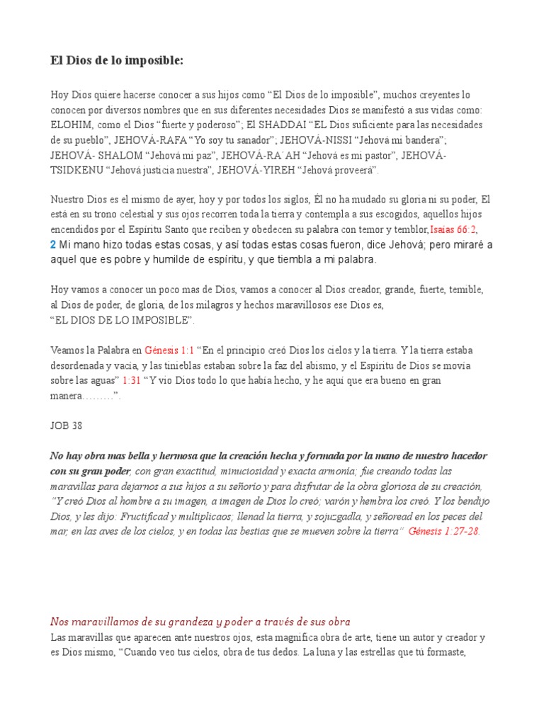 Predica Dios de Lo Imposible Domingo 5 12 2022 | PDF | Sarah | Abrahán