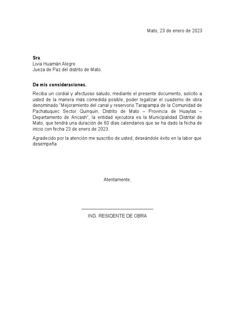 Solicitud A Juez de Paz | PDF