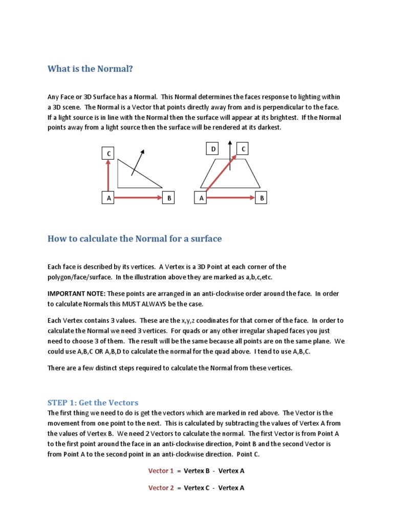 Math Calculating Face Normals Array Data Structure Vertex Geometry