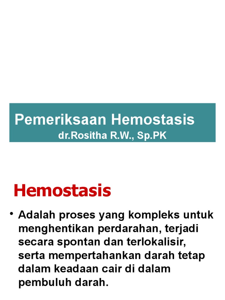 Pemeriksaan Hemostasis | PDF