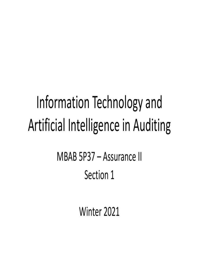Artificial Intelligence and Auditing | PDF | Machine Learning ...