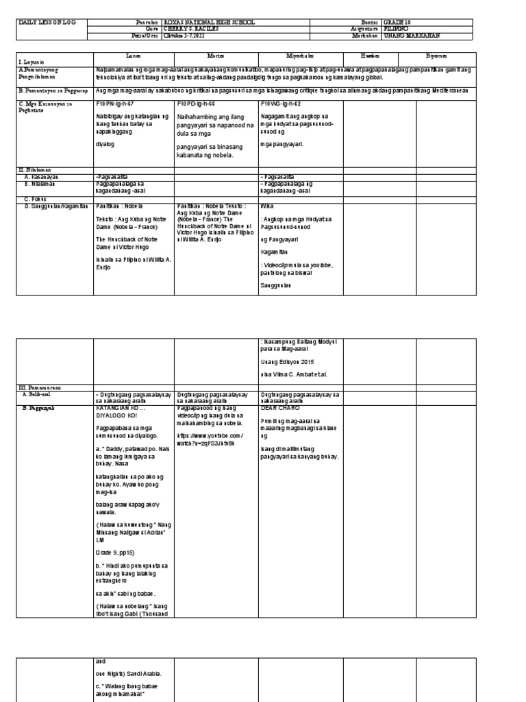 DLL GRADE 10 Oct. 3, 2022 | PDF