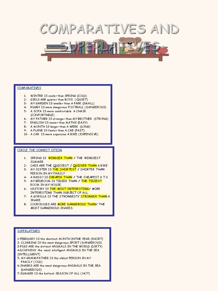 Comparatives and Superlatives Fun Activities Games - 3546 | PDF | Home ...