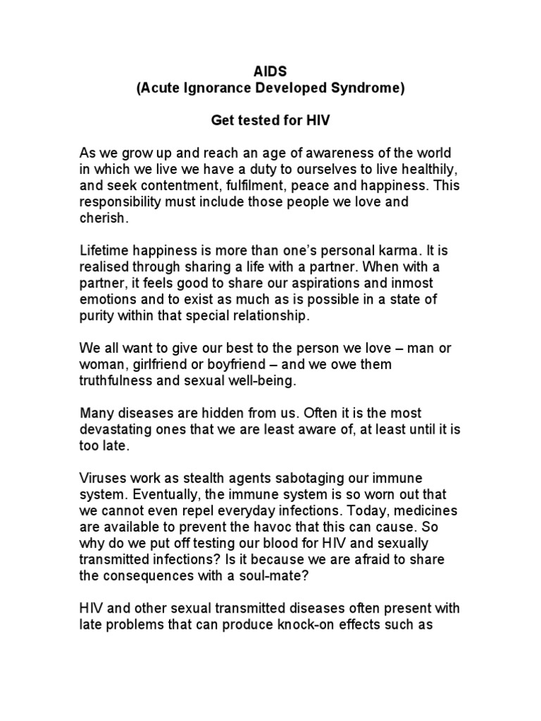 AIDS As A PDF | PDF | Management Of Hiv/Aids | Hiv/Aids