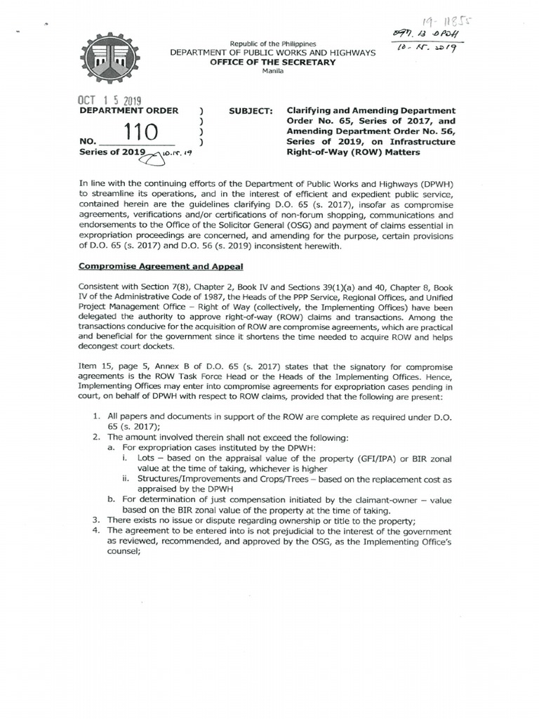 DPWH DO No. 110 Series of 2021 | PDF