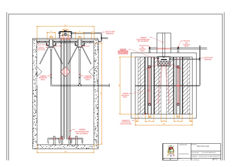 Diseño de Reactor UASB: Vista en Planta y Lateral | PDF | Ingeniero civil | La contaminación del ...