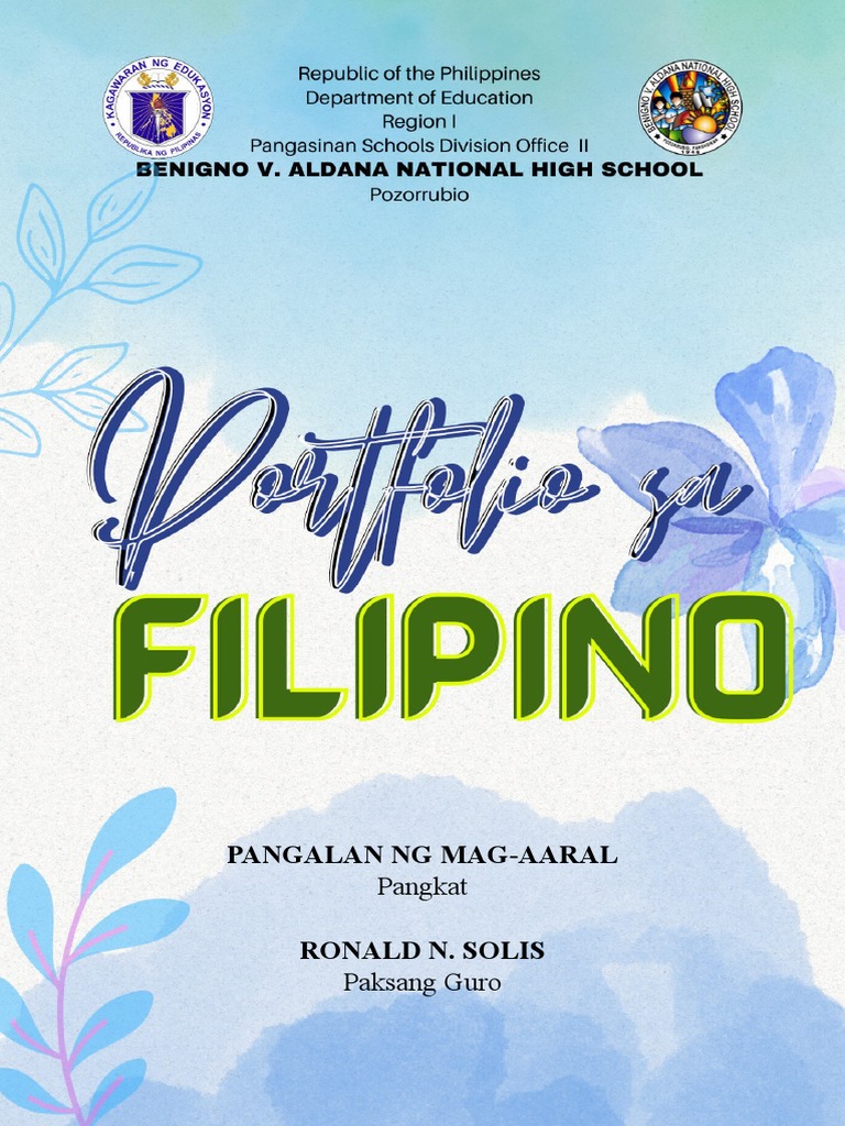 COVERPAGE Portfolio Sa Filipino | PDF