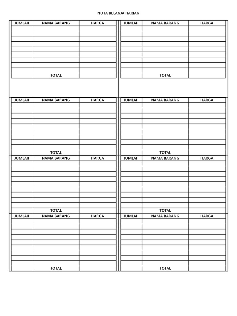 Nota Belanja Harian | PDF