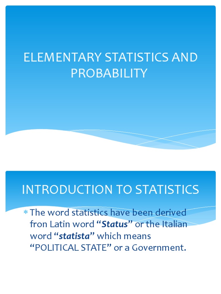 Elementary Statistics and Probability 1ST Topic | PDF | Cost Of Living | Statistics