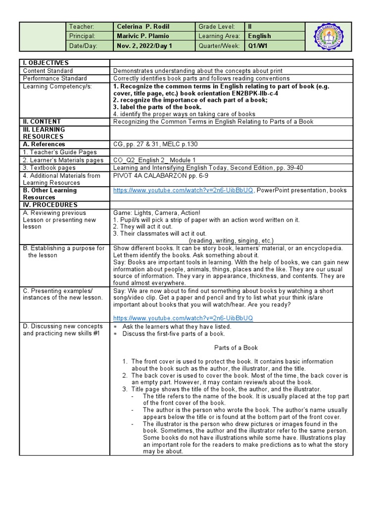 English Q2W1 | PDF | Books | Book Design