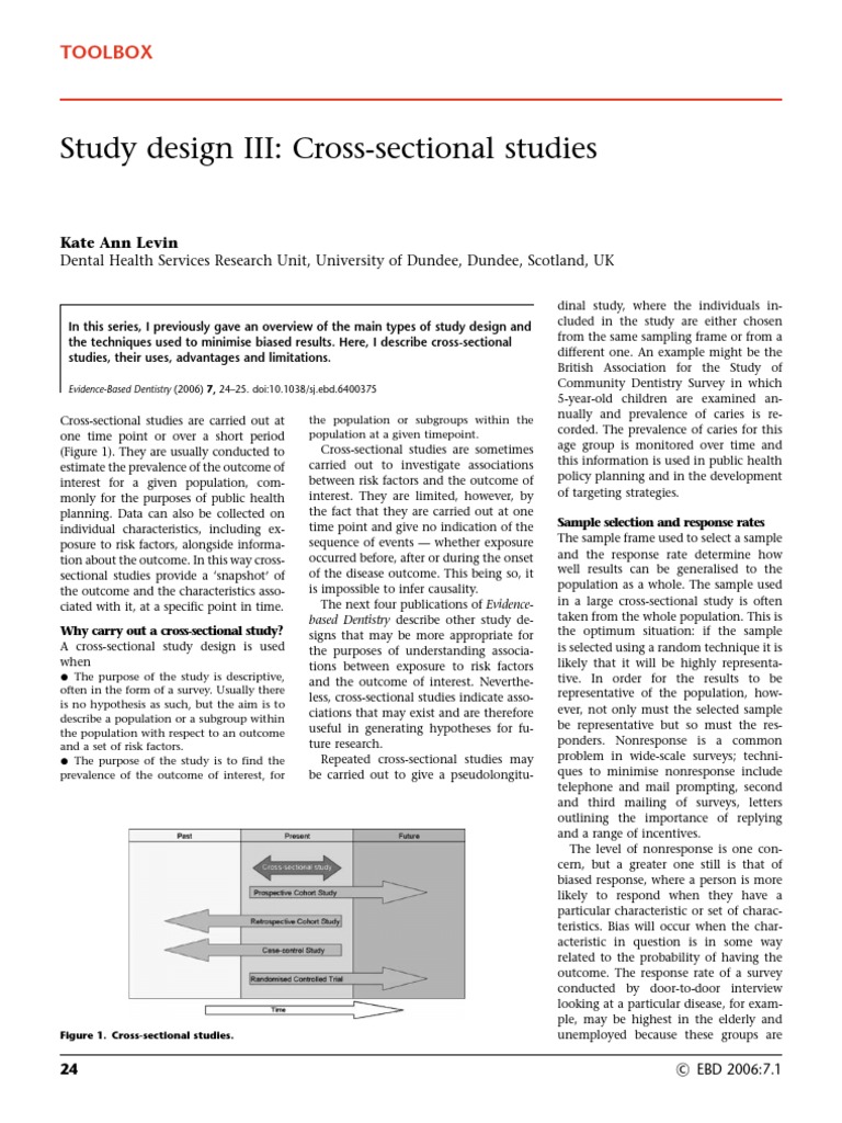 Study Design III: Cross-Sectional Studies: Toolbox | PDF | Sampling ...