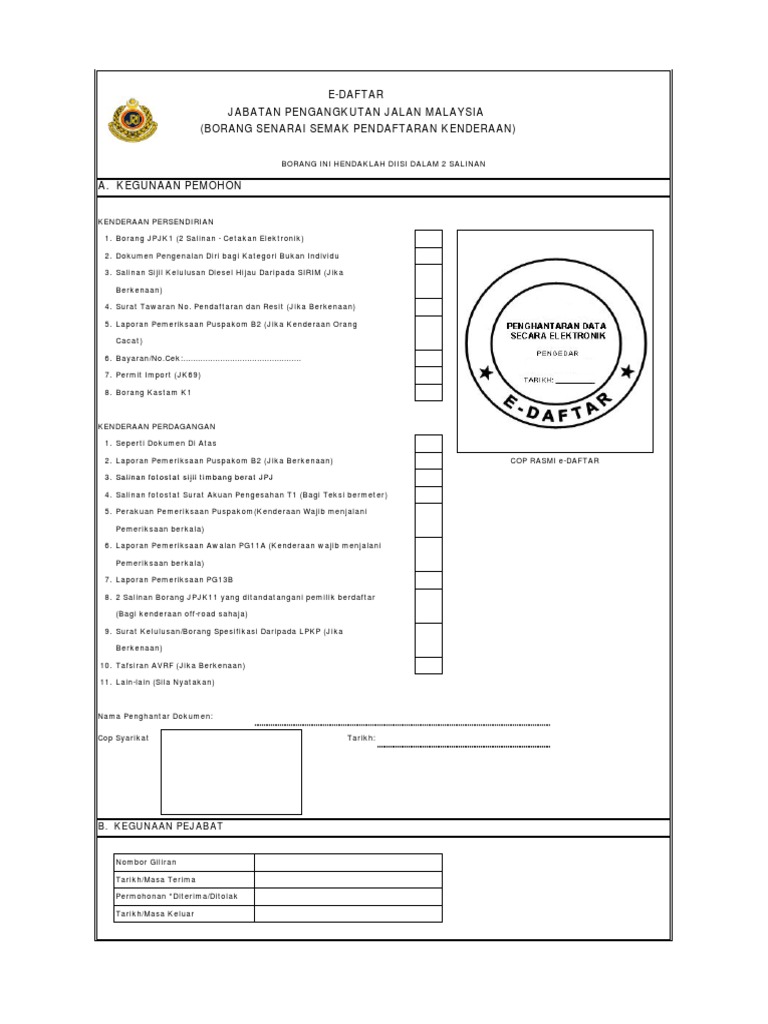 Senarai Semak E-Daftar | PDF