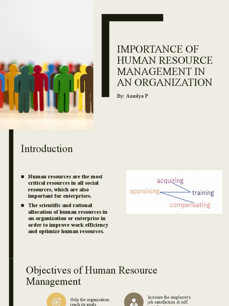 Importance of Human Resource Management in An Organization: By: Amulya ...