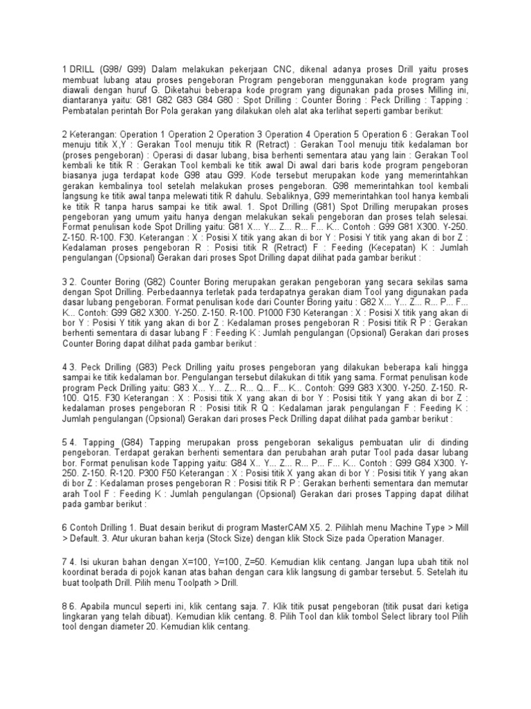 Program Drill CNC | PDF | Teknologi & Rekayasa