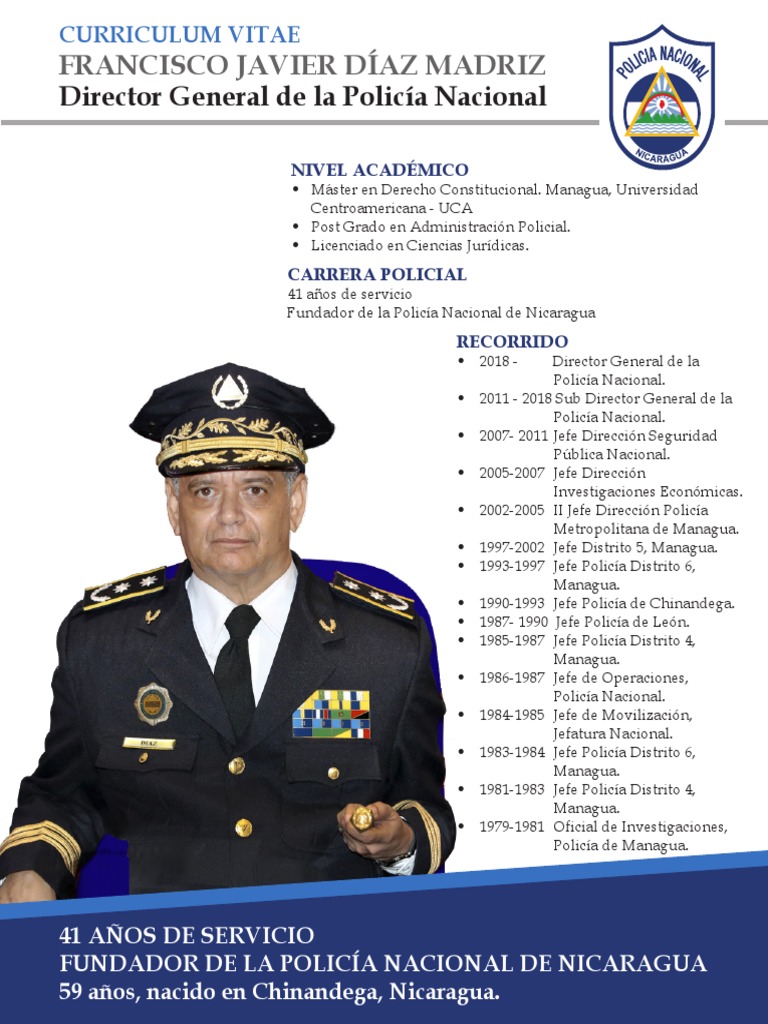 Francisco Javier Díaz Madriz: CV Policial | PDF | Nicaragua | Gobierno