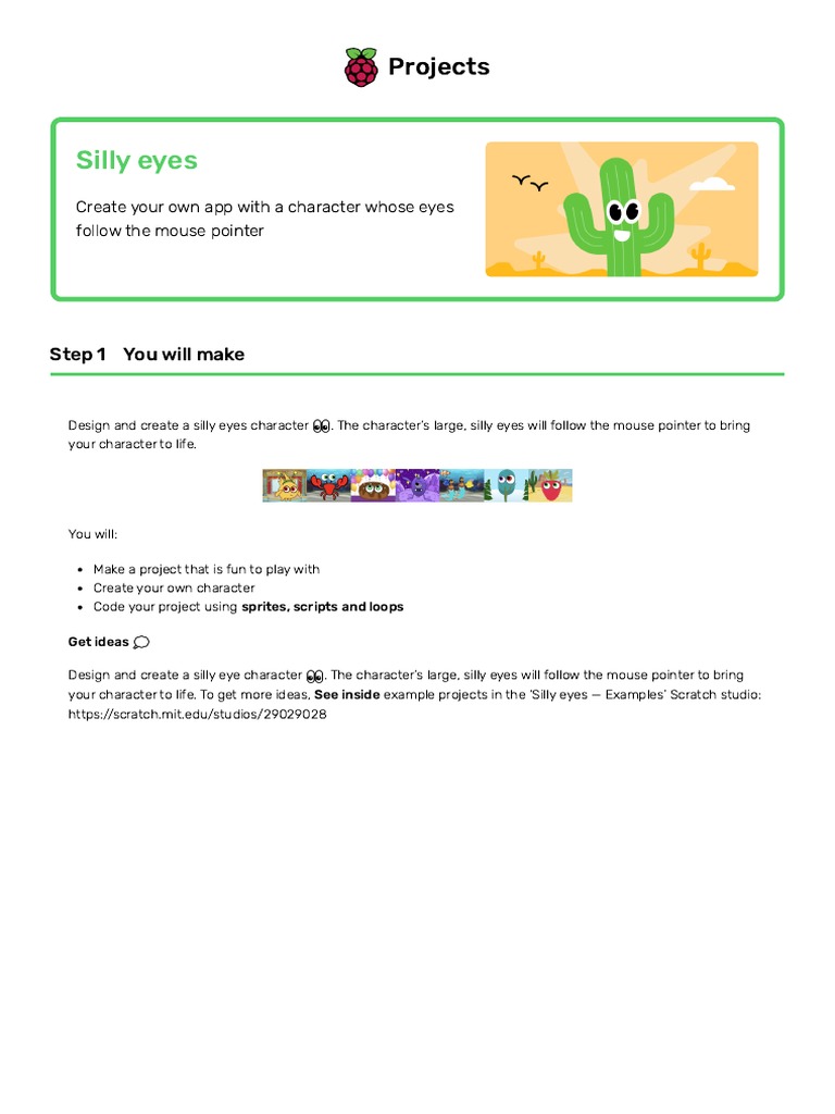 Silly Eyes | PDF | Scratch (Programming Language) | Cursor (User Interface)