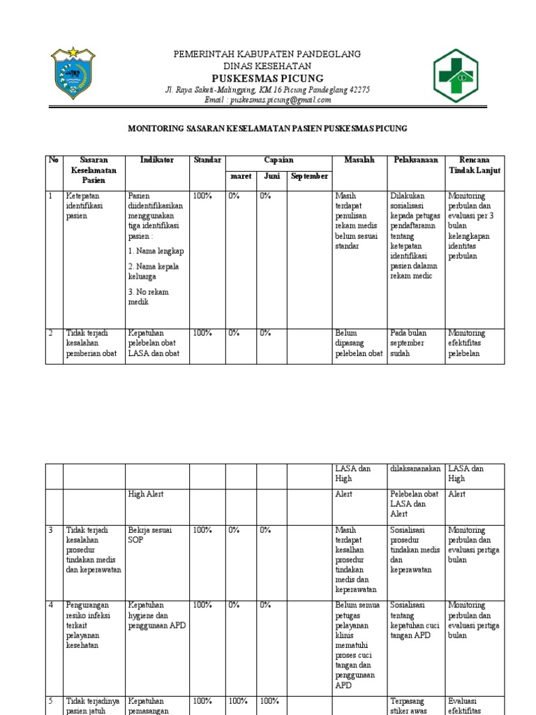 Monitoring Sasaran Keselamatan Pasien Pdf
