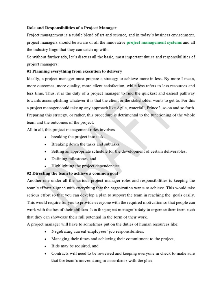 Role and Responsibility | PDF | Project Management | Leadership