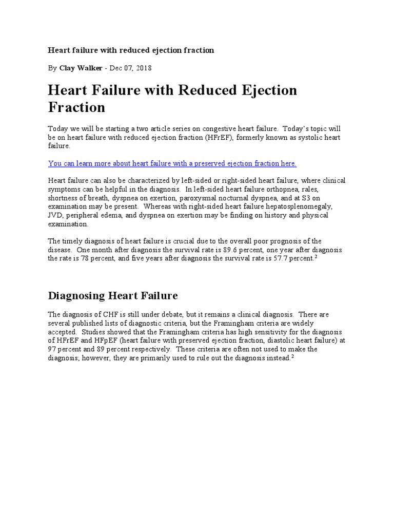 Heart Failure With Reduced Ejection Fraction | PDF | Heart Failure ...