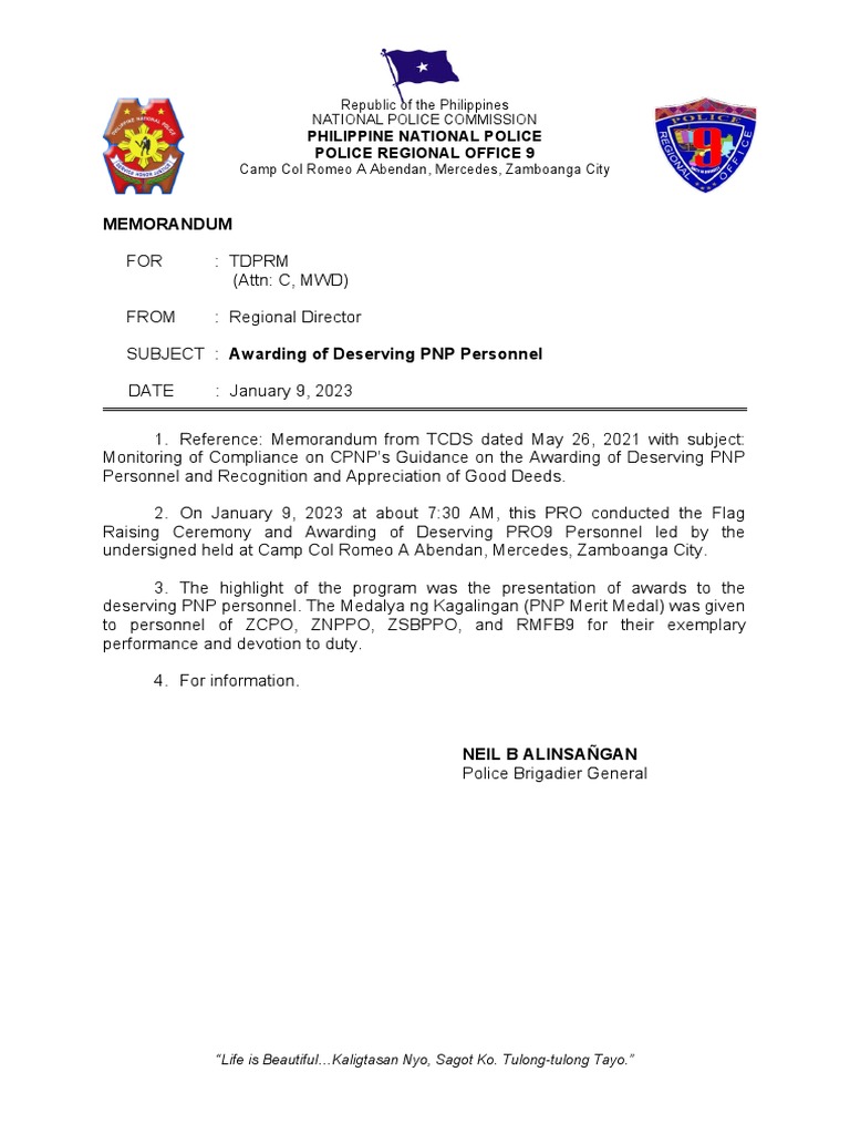 Awarding Ceremony for PNP Personnel | PDF