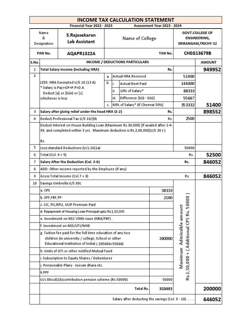 Rajasekaran 2022 2023 | PDF | Tax Deduction | Charitable Organization