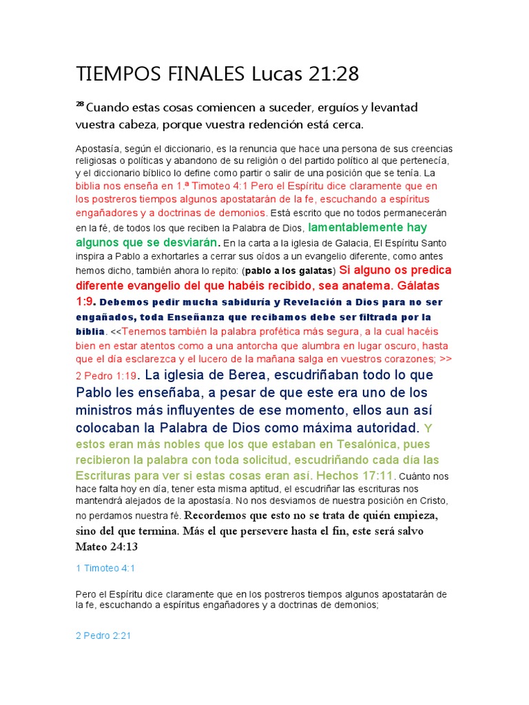 Apostasia en Los Tiempos Finales | PDF | Biblia | Pablo el apóstol