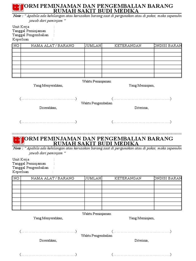 Form Peminjaman Barang Umum | PDF