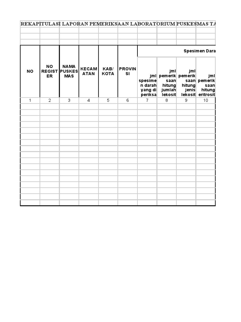 Laporan Yankes Form 17 Rekap Tahunan Laborat | PDF