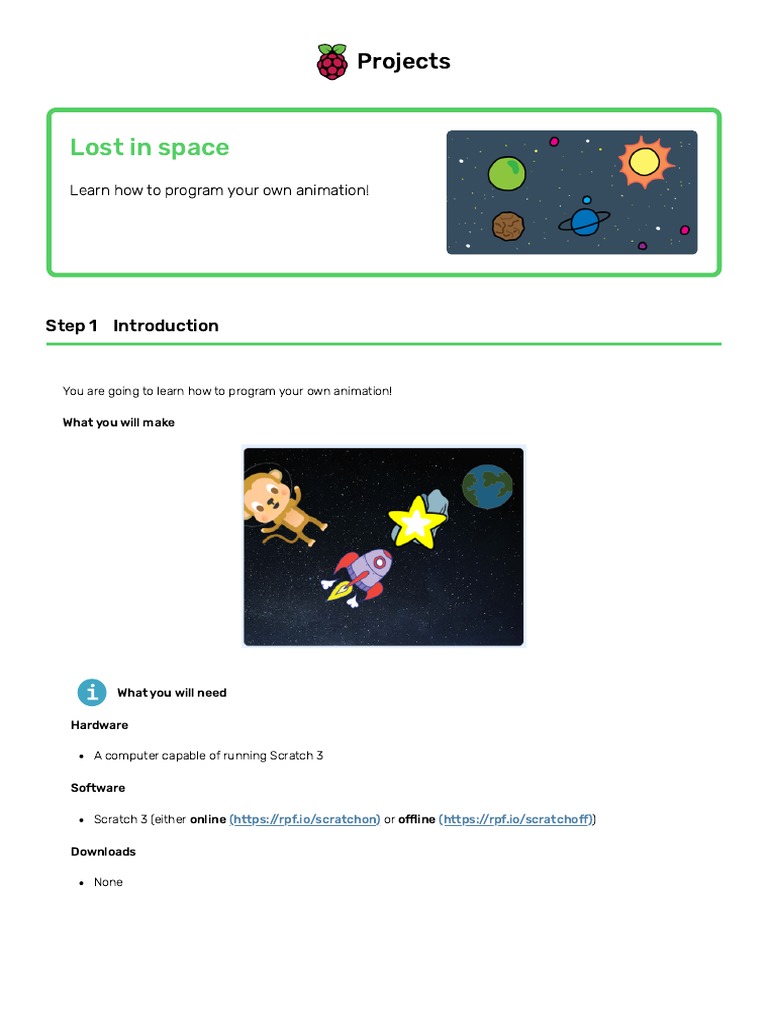 Lost in Space | PDF | Scratch (Programming Language) | Online And Offline