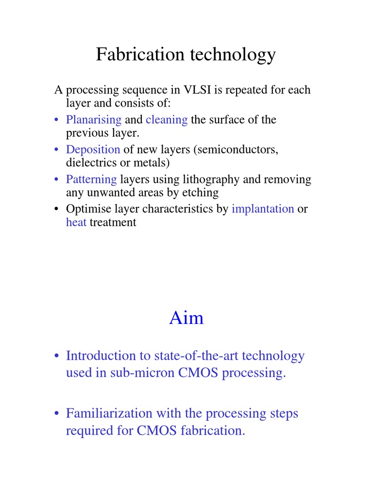VLSI Fabrication Technology Steps | PDF | Photolithography ...