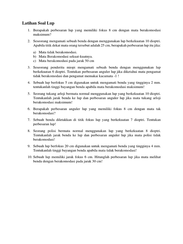 B) Latihan Soal Lup | PDF