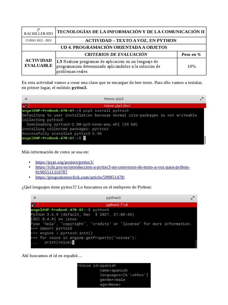Actividad - Texto A Voz, en Python | PDF | Python (lenguaje de programación) | Archivo de ...