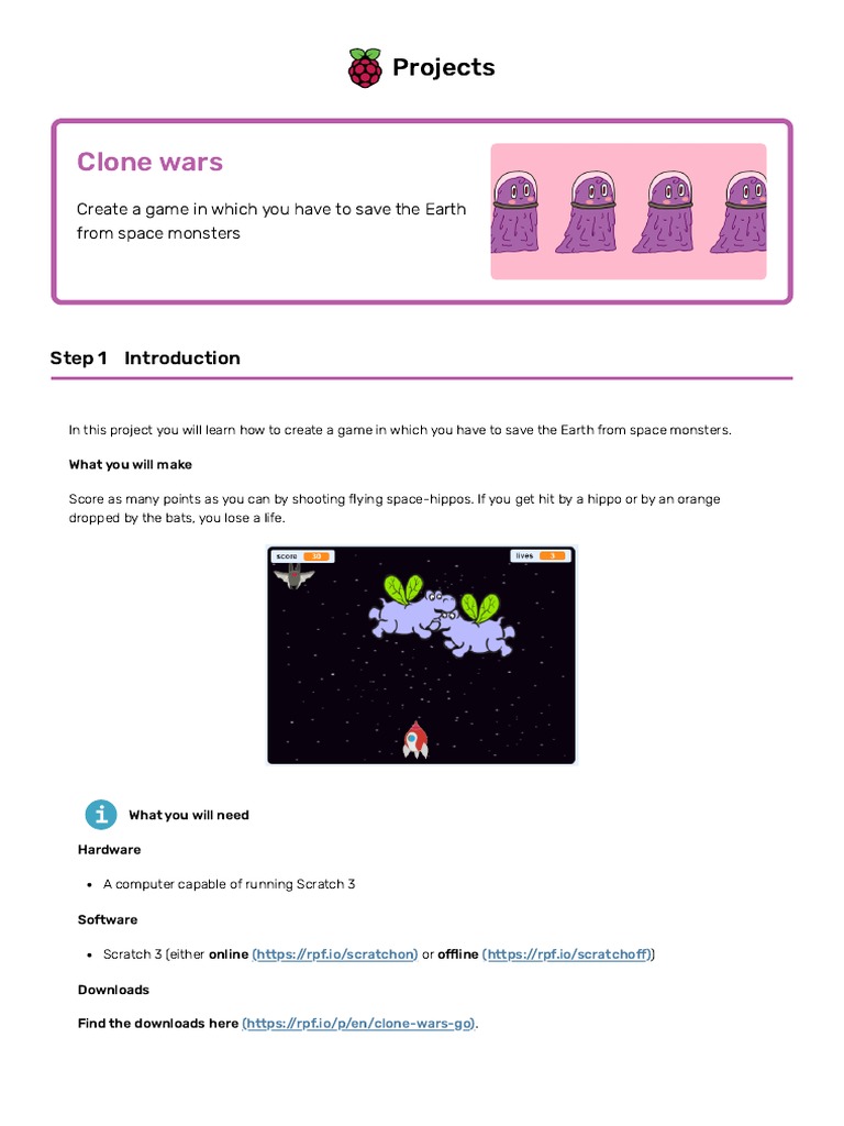 Clone Wars | PDF | Scratch (Programming Language) | Online And Offline