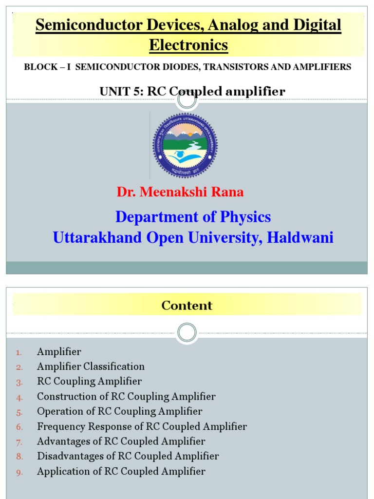 Unit 5 - RC Coupled Amplifier by Dr. Meenakshi Rana | Download Free PDF ... Unit 5 - RC Coupled Amplifier by Dr. Meenakshi Rana | Download Free PDF ...