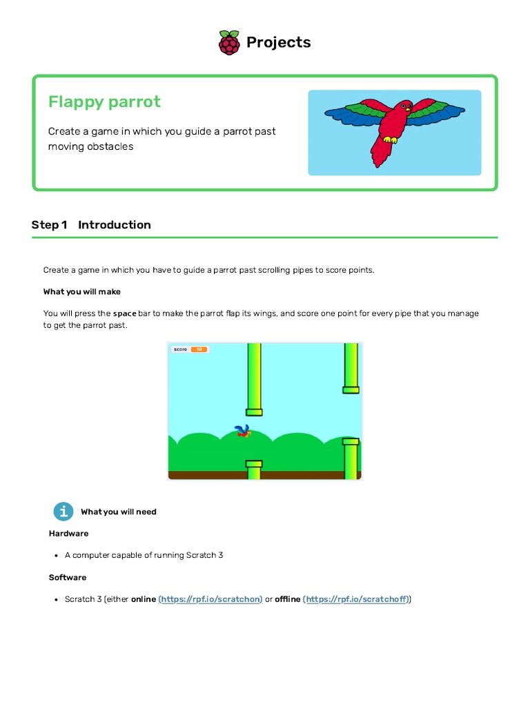 Flappy Parrot Pdf Scratch Programming Language Online And Offline
