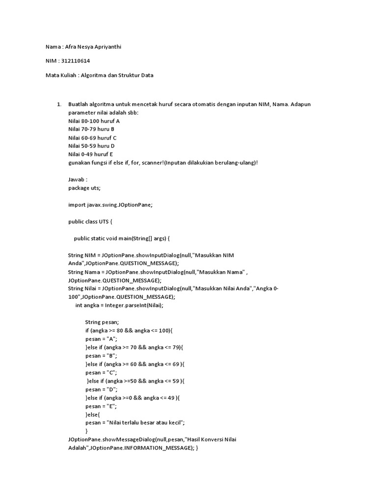 Tugas Algoritma Dan Stuktur Data | PDF