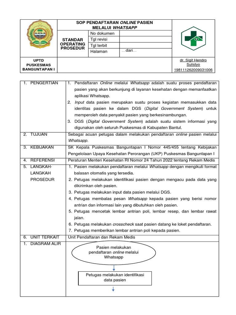 SOP Pendaftaran Online Pasien Melalui WhatsApp dan Link di Puskesmas ...