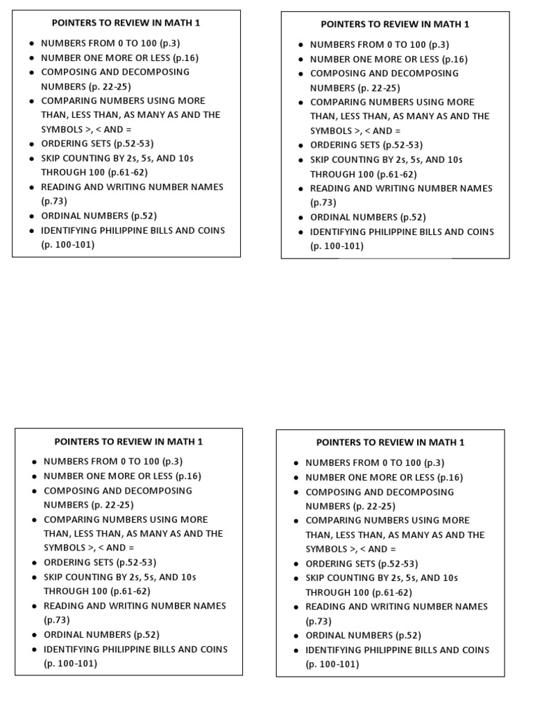 Pointers To Review in Math 1 | PDF
