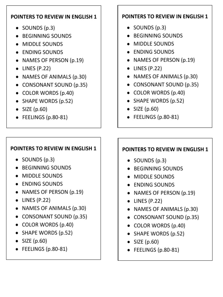 Pointers To Review in English 1 | PDF