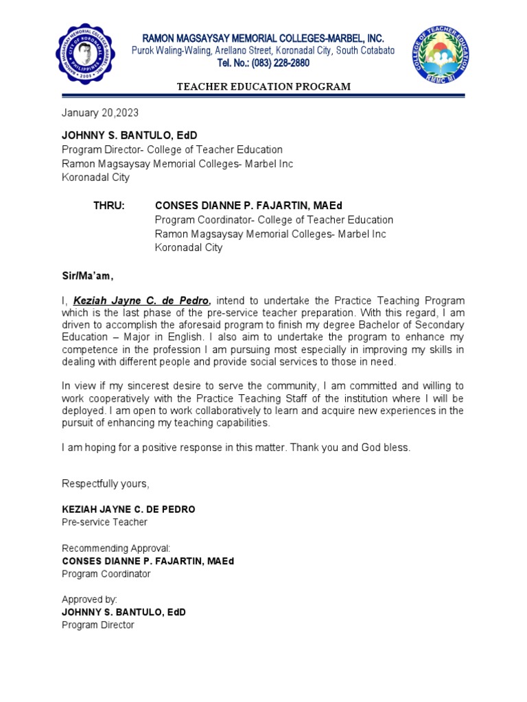 Letter of Intent Enrollment | PDF