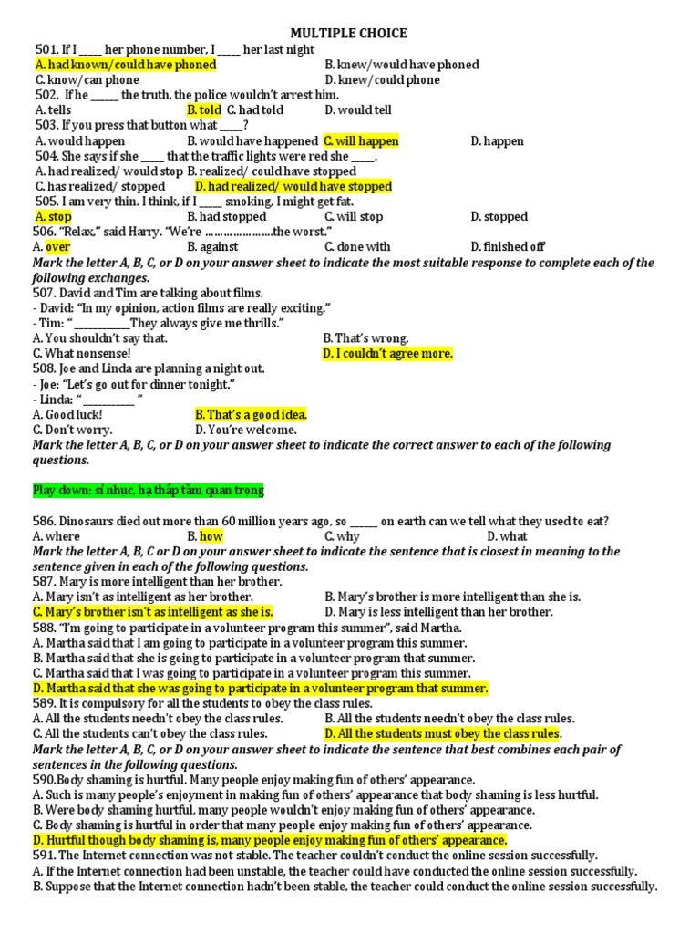 Multiple choice questions analyzed | PDF