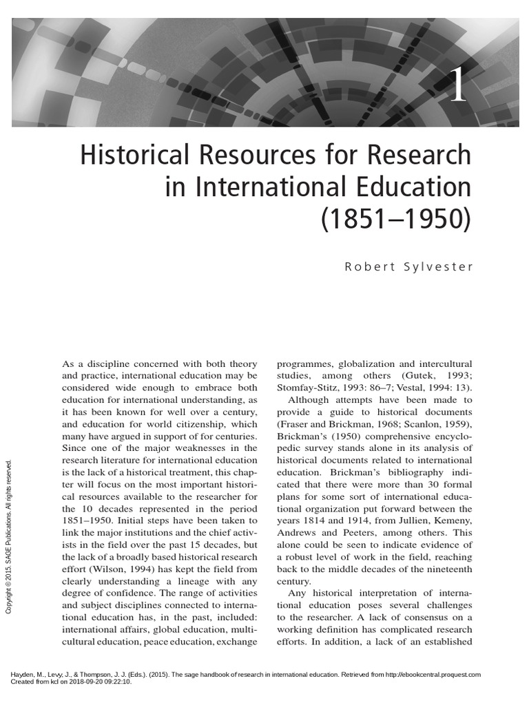 Historical Resources For Research in International Education (1851-1950 ...