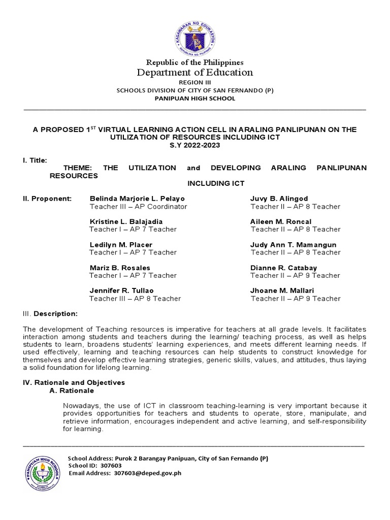 1st LAC Proposal - AP - 2022-2023 | PDF | Educational Technology | Teachers