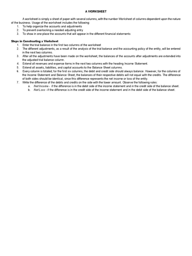 Module - Worksheet | PDF | Debits And Credits | Expense