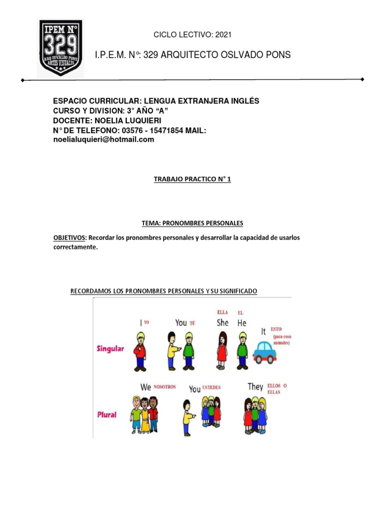 Pronombres Personales en Inglés | PDF