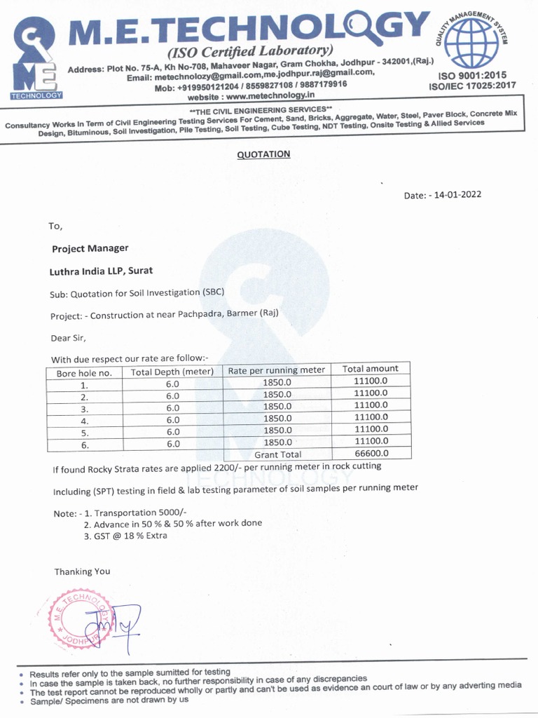 Quotation - Luther India LLP SPT 14-01-2022 - 000332 | PDF