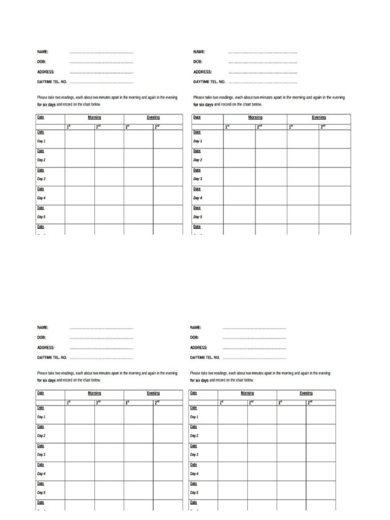 BP Monitoring Sheet | PDF