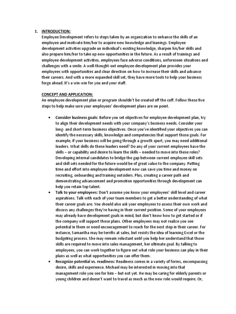 Employee Development Answer Sheet | PDF | Evaluation | Leadership