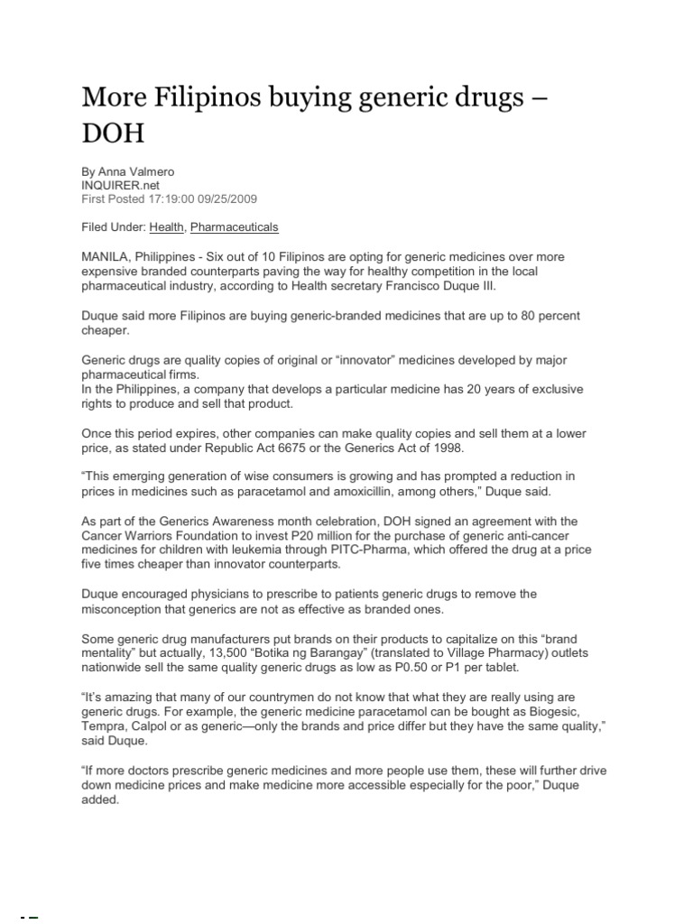 Generic Act | Pharmaceutical Drug | Generic Drug | Free 30-day Trial ...