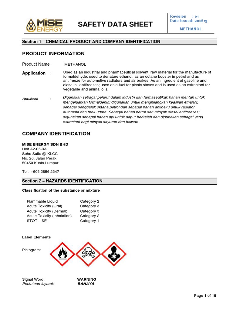 SDS Methanol | PDF